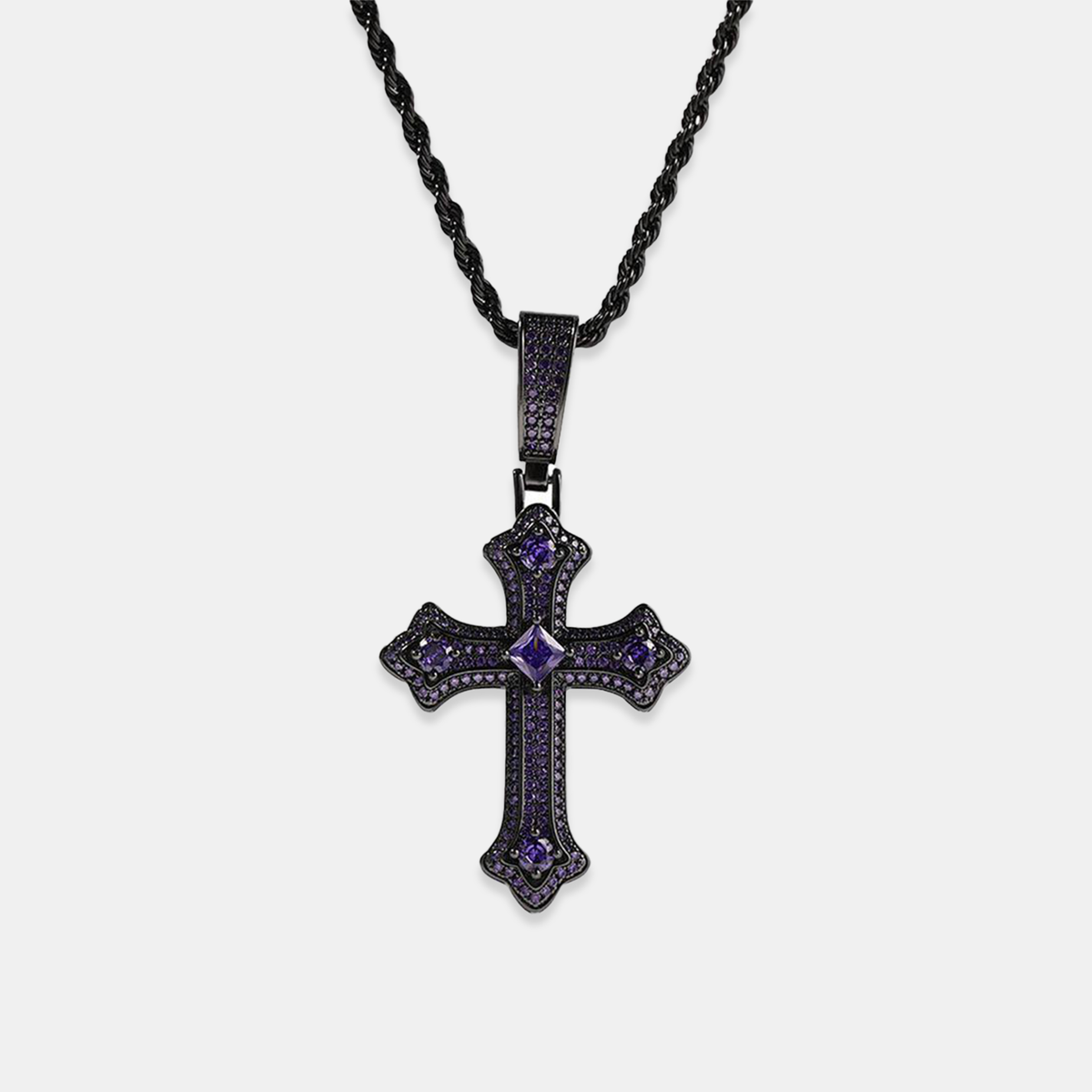 Urraco Iced Gothic Cz Cross Pendant - Black Gold – Double 7 Official